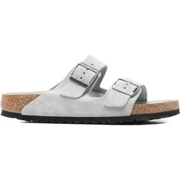 Birkenstock Sandalen - Arizona Soft Footbed Suede Leather Unisex Pure Sag - Gr. 37 (EU) - in Grau - f&uuml;r Damen
