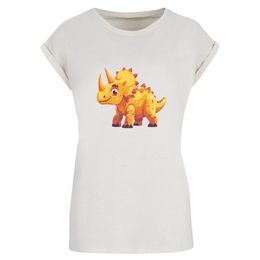 F4NT4STIC Extended Shoulder T-Shirt S&uuml;&szlig;er Triceratops Dinosaurier in Whitesand | Gr.: 4XL