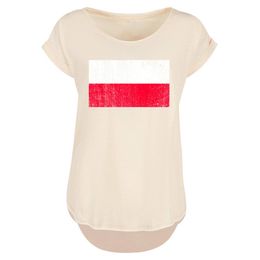 F4NT4STIC Long Cut T-Shirt Poland Polen Flagge distressed in Whitesand | Gr.: S