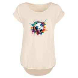 F4NT4STIC Long Cut T-Shirt Bunte Fu&szlig;ball Grafik in Whitesand | Gr.: XL