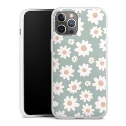 DeinDesign iPhone 12 Pro Max Handy Silikon H&uuml;lle Case wei&szlig; Handyh&uuml;lle Flowers Daisy Muster Silikon Case