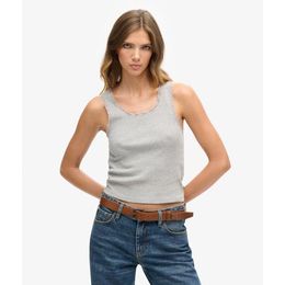 Superdry Damen Athletic Essentials Vintage Tanktop mit Spitzenbesatz Grau - Gr&ouml;&szlig;e: XS/S 210302600054107Q309