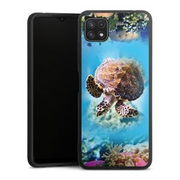DeinDesign Galaxy A22 5G Handy Premium Silikon H&uuml;lle Handyh&uuml;lle schwarz Case Ocean Turtle Animals Silikon Premium Case