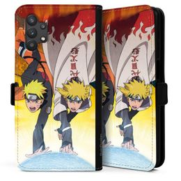 DeinDesign Galaxy A32 5G Handy Klapph&uuml;lle Handyh&uuml;lle aus Kunst Leder schwarz Flip Case Naruto Shippuden Minato Namikaze Official Licensed Product Sideflip mit 