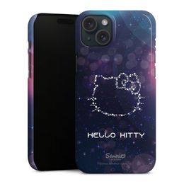 DeinDesign iPhone 15 Plus Handy Premium Case Smartphone Handyh&uuml;lle Schutzh&uuml;lle gl&auml;nzend Merchandise Hello Kitty Weltall Premium Case