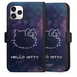 DeinDesign iPhone 11 Pro Handy Klapph&uuml;lle Handyh&uuml;lle aus Kunst Leder schwarz Flip Case Merchandise Hello Kitty Weltall Sideflip mit Lasche