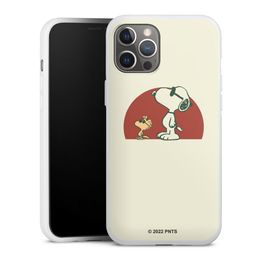 DeinDesign iPhone 12 Pro Max Handy Silikon H&uuml;lle Case wei&szlig; Handyh&uuml;lle Snoopy Official Licensed Product Kindheit Silikon Case