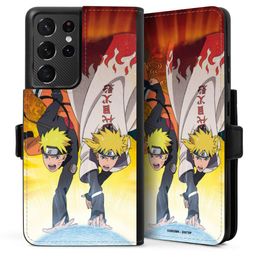 DeinDesign Galaxy S21 Ultra 5G Handy Klapph&uuml;lle Handyh&uuml;lle aus Kunst Leder schwarz Flip Case Naruto Shippuden Minato Namikaze Official Licensed Product Sideflip 