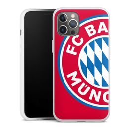 DeinDesign iPhone 12 Pro Max Handy Silikon H&uuml;lle Case wei&szlig; Handyh&uuml;lle Fc Bayern M&uuml;nchen Fcb Official Licensed Product Silikon Case