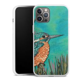 DeinDesign iPhone 12 Pro Max Handy Silikon H&uuml;lle Case wei&szlig; Handyh&uuml;lle Painting Animals Bird Silikon Case