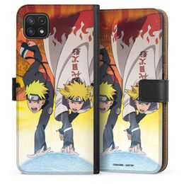 DeinDesign Galaxy A22 5G Handy Klapph&uuml;lle Handyh&uuml;lle aus Kunst Leder schwarz Flip Case Naruto Shippuden Minato Namikaze Official Licensed Product Sideflip mit 