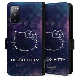 DeinDesign Galaxy S20 Handy Klapph&uuml;lle Handyh&uuml;lle aus Kunst Leder schwarz Flip Case Merchandise Hello Kitty Weltall Sideflip mit Lasche