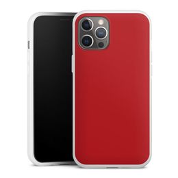 DeinDesign iPhone 12 Pro Max Handy Silikon H&uuml;lle Case wei&szlig; Handyh&uuml;lle Red Unicoloured Colour Silikon Case