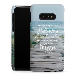 DeinDesign Galaxy S10e Handy Premium Case Smartphone Handyh&uuml;lle Schutzh&uuml;lle matt Spruch Beach Statement Premium Case