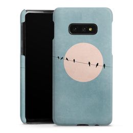 DeinDesign Galaxy S10e Handy Premium Case Smartphone Handyh&uuml;lle Schutzh&uuml;lle matt Bird Turquoise Moon Premium Case