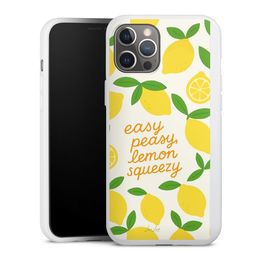 DeinDesign iPhone 12 Pro Max Handy Silikon H&uuml;lle Case wei&szlig; Handyh&uuml;lle Spruch Statement Lemon Silikon Case
