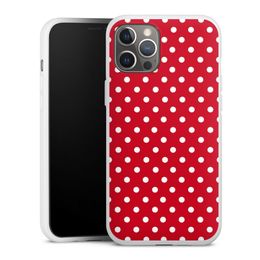 DeinDesign iPhone 12 Pro Max Handy Silikon H&uuml;lle Case wei&szlig; Handyh&uuml;lle Retro Polka Dots Points Silikon Case
