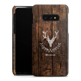 DeinDesign Galaxy S10e Handy Premium Case Smartphone Handyh&uuml;lle Schutzh&uuml;lle matt Wooden Look Deer Wood Premium Case