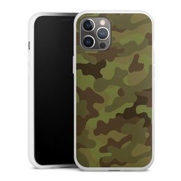 DeinDesign iPhone 12 Pro Max Handy Silikon H&uuml;lle Case wei&szlig; Handyh&uuml;lle Camouflage Tarnmuster Army Silikon Case