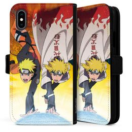 DeinDesign iPhone X Handy Klapph&uuml;lle Handyh&uuml;lle aus Kunst Leder schwarz Flip Case Naruto Shippuden Minato Namikaze Official Licensed Product Sideflip mit langer 