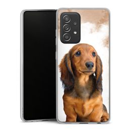 DeinDesign Galaxy A52s 5G Handy Slim Case Silikon Handyh&uuml;lle transparent H&uuml;lle extra d&uuml;nn Dachshund Pet Dog Silikon Slim Case