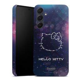 DeinDesign Galaxy A55 5G Handy Premium Case Smartphone Handyh&uuml;lle Schutzh&uuml;lle gl&auml;nzend Merchandise Hello Kitty Weltall Premium Case