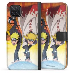 DeinDesign Galaxy A12 Handy Klapph&uuml;lle Handyh&uuml;lle aus Kunst Leder schwarz Flip Case Naruto Shippuden Minato Namikaze Official Licensed Product Sideflip mit 