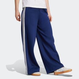 Sporthose adidas Sportswear "W 3S FL PT", Damen, Gr. XL, N-Gr, blau (dunkelblau), Obermaterial: 55% Baumwolle, 36% Polyester, 9% Viskose, Hosen Sporthose, weite Beinform, sportlicher Stil, ohne Verschluss