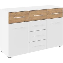 Kombikommode Rauch, B:120cm H:81cm T:42cmalpinwei&szlig;, eiche artisan, Holzwerkstoff, Sideboards, "Sideboard Kommode Schubladenkommode T&uuml;renkommode