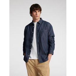 Langarmhemd Selected "SLHREGCARLO DENIM LS SHIRT NOOS", Herren, Gr. L, N-Gr, blau (dunkelblau denim), Web, Obermaterial: 100% Baumwolle, unifarben, regular fit normal, ohne Ausschnitt, 2-Knopf-Manschette, Hemden, Baumwolle, regular fit