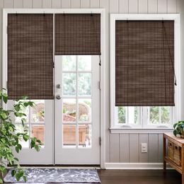 Bambusrollo 40x130cm in dunkelbraun - Fenster Sichtschutz Bambus Rollos (ohne Klemmhalter) | VICTORIA M