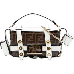Fendi Hobo Bags - Mini Zucca Glazed Fabric Cage Baguette Satchel - Gr. unisize - in Braun - f&uuml;r Damen