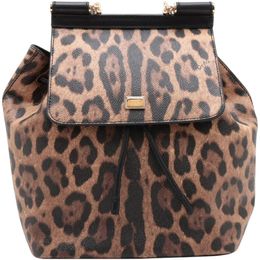 Dolce & Gabbana Dolce&Gabbana Rucks&auml;cke - Leopard Print Leather Dauphine Miss Sicily Backpac - Gr. unisize - in Braun - f&uuml;r Damen