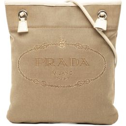 Prada Hobo Bags - Canvas Canapa Logo Crossbody - Gr. unisize - in Braun - f&uuml;r Damen