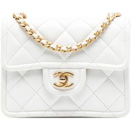 Chanel Hobo Bags - Mini Quilted Caviar Sweet Classic Flap - Gr. unisize - in Wei&szlig; - f&uuml;r Damen