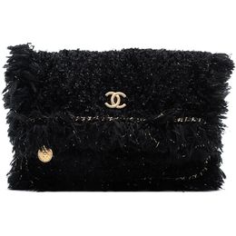 Chanel Clutches - Paris Cosmopolite Tweed Fringe Clutch - Gr. unisize - in Schwarz - f&uuml;r Damen