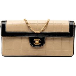 Chanel Hobo Bags - CC Chocolate Bar Lambskin and Patent East West Fla - Gr. unisize - in Braun - f&uuml;r Damen