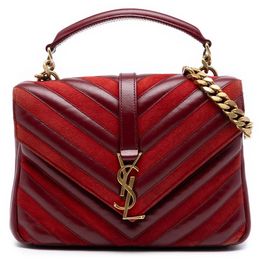 SAINT LAURENT Hobo Bags - Medium Calfskin and Suede Chevron Monogram College - Gr. unisize - in Rot - f&uuml;r Damen
