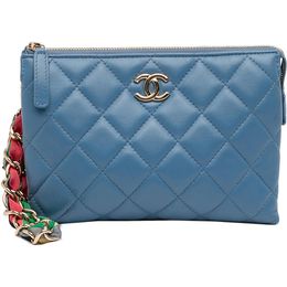 Chanel Clutches - CC Quilted Lambskin Ribbon Clutch - Gr. unisize - in Blau - f&uuml;r Damen