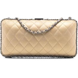 Chanel Hobo Bags - Quilted Metallic Suede Chain Around Evening Clutch - Gr. unisize - in Gold - f&uuml;r Damen