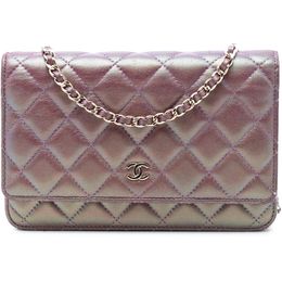 Chanel Hobo Bags - CC Quilted Iridescent Lambskin Wallet on Chain - Gr. unisize - in Orange - f&uuml;r Damen