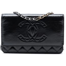 Chanel Hobo Bags - CC Shiny Aged Calfskin Wallet On Chain - Gr. unisize - in Schwarz - f&uuml;r Damen