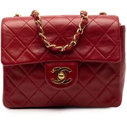 Chanel Hobo Bags - Mini Square Classic Lambskin Single Flap - Gr. unisize - in Rot - f&uuml;r Damen
