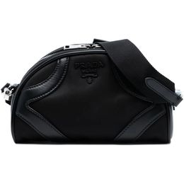 Prada Hobo Bags - Soft Calf Trimmed Tessuto Bowling Crossbody - Gr. unisize - in Schwarz - f&uuml;r Damen
