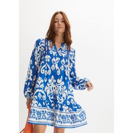 bonprix Tunika-Kleid aus flie&szlig;ender Viskose, blau, Viskose