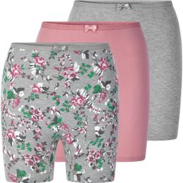 Damen Longpanty mit Zierschleifchen grau-meliert-bedruckt + grau-meliert + altrosa, Gr&ouml;&szlig;e 44/46