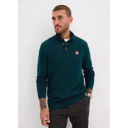 bonprix Troyer-Pullover aus weichem Baumwollmix, gr&uuml;n, mit Baumwolle