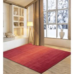 Wollteppich OTTO HOME "Lessach", rot, B:190cm H:14mm L:290cm, Schurwolle, Teppiche, Handweb Teppich, mit modernem Farbverlauf, reine Wolle, handgewebt