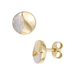 Jobo Damen Paar Ohrstecker, 7,5mm, Gelbgold 333, gold, Gelbgold 333, Ohrringe, rund 333 Gold bicolor
