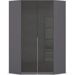 Eckkleiderschrank OTTO HOME "Kleiderschrank Schrank Ankleidezimmer Schlafzimmer Garderobe AGORDO", grau (graumetallic, effektgrau hochglanz), B:117cm H:210cm T:117cm, Holzwerkstoff, Schr&auml;nke, Eckkleiderschrank, voll ausgestattet mit gro&szlig;z&uuml;gigem Stauraum, 2 H&ouml;hen MADE IN GERMANY